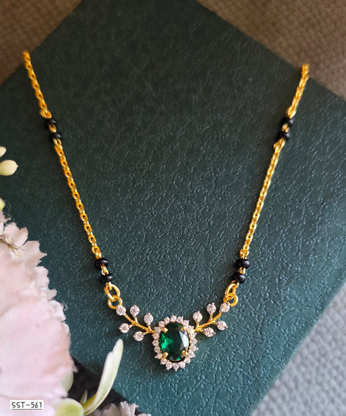 SST 561DB GREEN | ELEGANT EMERALD DELIGHT NECKLACE – Elite Jewellery